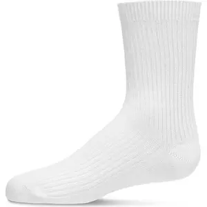 MEMOI Ribbed Crew Socks - White