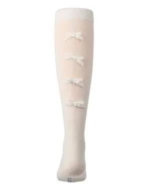 MEMOI Back Bow Trimmed Knee Socks - Winter White