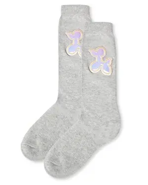 MEMOI Iridescent Balloon Dog Knee High Socks - Lt Gray Heather