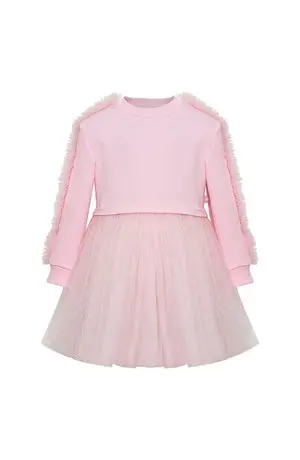 MINI CELEBRITIES Ruffle Sleeve Sweatshirt Dress - Pink Rose