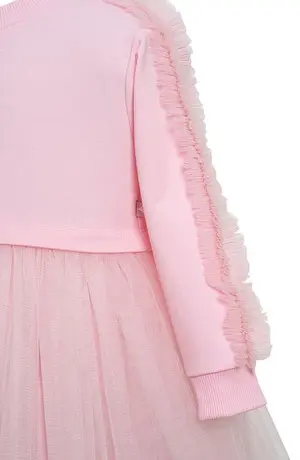 MINI CELEBRITIES Ruffle Sleeve Sweatshirt Dress - Pink Rose