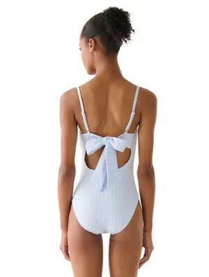 Kate Spade New York Striped Bow Back One Piece Swimsuit