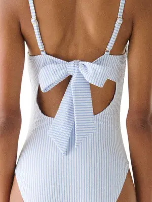 Kate Spade New York Striped Bow Back One Piece Swimsuit