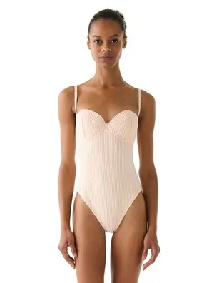 Kate Spade New York Striped Bow Back One Piece Swimsuit - Light Cantaloupe