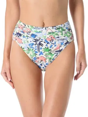 Kate Spade New York Coastal Town Shirred High Swim Bottom - Multi