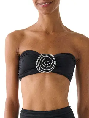 Kate Spade New York Contrast Rosette Bandeau Swim Top