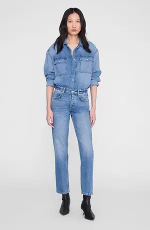 ANINE BING Jane Jean Slim Fit High-rise Denim - Cascade Blue
