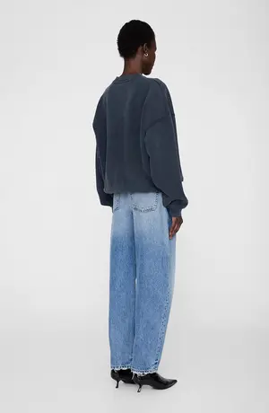 ANINE BING Harvey Crew Sweatshirt Snake - Washed Black