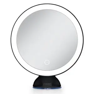 ZADRO Lighted Wall Mounted Suction Cup Makeup Mirror With 10x Magnification - Black