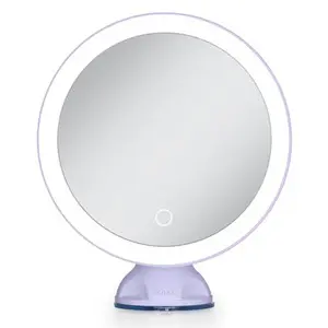 ZADRO Lighted Wall Mounted Suction Cup Makeup Mirror With 10x Magnification - Lavender