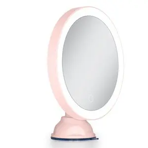 ZADRO Lighted Wall Mounted Suction Cup Makeup Mirror With 10x Magnification - Pink
