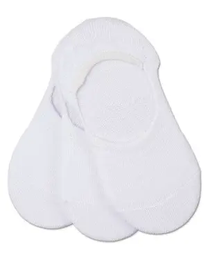MEMOI 3-pair Hi-cut Liner Socks - White-white-white