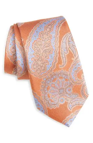 Nordstrom Paisley Silk Neck Tie - Orange