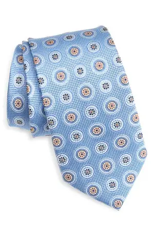 Nordstrom Medallion Silk Neck Tie - Lt Blue