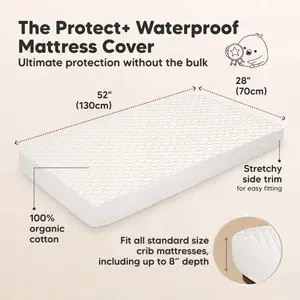 KEABABIES 1-pack Mavy Protect+ Waterproof Crib Mattress Protector