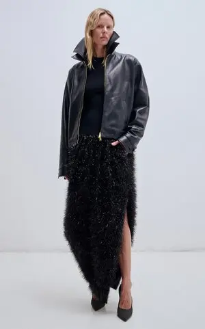 DARKPARK Mabel Leather Bomber Jacket - Black