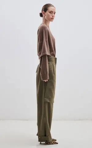 DARKPARK Adriana Wool-linen Cargo Pants