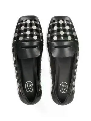 Ash Bali Cut-out Studded Loafers - Black