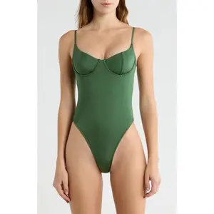 PACSUN Shine Underwire One-piece Swimsuit - Green