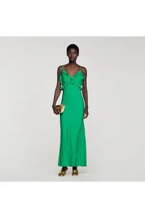 Sandro Jacquard Maxi Dress With Straps