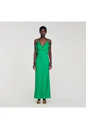 Sandro Jacquard Maxi Dress With Straps