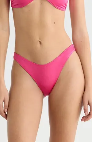 PACSUN Brea Shine V-cut Bikini Bottoms - Pink