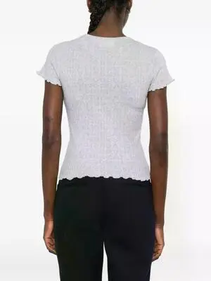 Maison Labiche Logo-patch T-shirt With Ruffled Detail - Grey