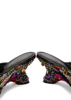 Dries Van Noten 75 Embellished Satin Mules