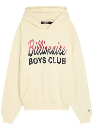 BILLIONAIRE BOYS CLUB Glittered Logo-print Hooded Cotton Sweatshirt - Ecru