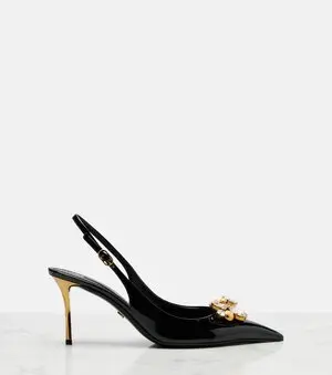 Dolce & Gabbana Embellished Patent Leather Slingback Pumps - Black