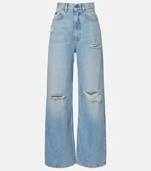 Dolce & Gabbana Distressed Wide-leg Jeans - Blue