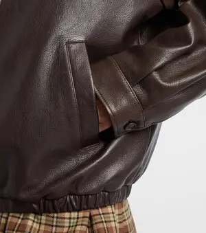 Miu Miu Leather Blouson Jacket - Brown