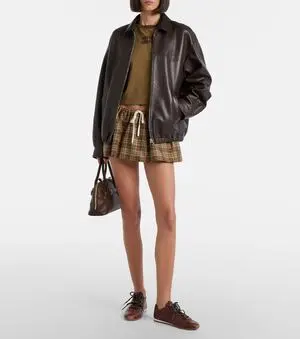 Miu Miu Leather Blouson Jacket - Brown