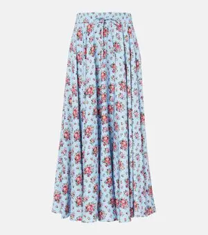 Dolce & Gabbana Floral Silk-blend Midi Skirt - Blue
