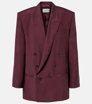 Saint Laurent Double-breasted Silk Blazer - Purple