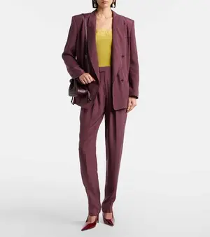 Saint Laurent Double-breasted Silk Blazer - Purple