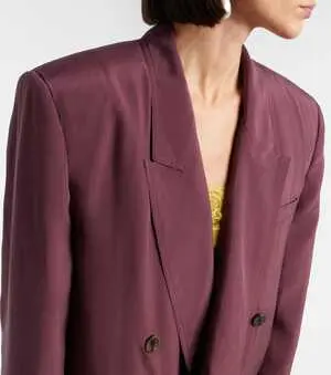 Saint Laurent Double-breasted Silk Blazer - Purple