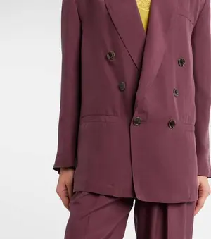 Saint Laurent Double-breasted Silk Blazer - Purple