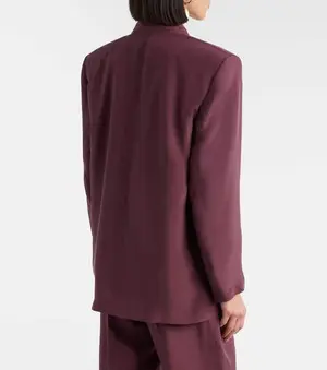 Saint Laurent Double-breasted Silk Blazer - Purple