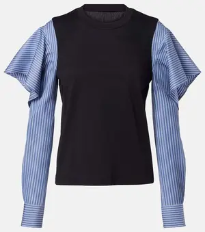 Sacai Striped Cotton Shirt - Blue