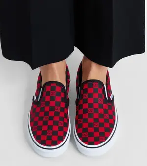 Valentino Garavani Vans Vlogo Checked Canvas Slip-on Sneakers - Red
