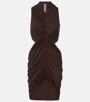 Rick Owens Sunpeel Cutout Gathered Mini Dress - Brown