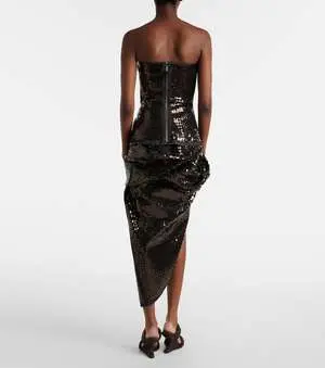 Rick Owens Draped Sequined Denim Midi Skirt