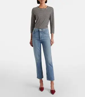 AGOLDE 90s Pinch Waist Crop Straight Jeans In Radius - Blue