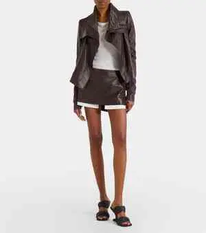 Rick Owens Fog Leather Miniskirt - Brown