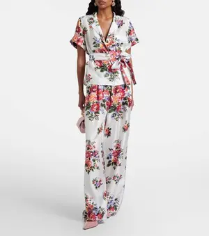 Dolce & Gabbana Floral Silk Twill Wrap Top