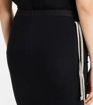 Rick Owens Cotton Jersey Midi Skirt With Drawstring Waist