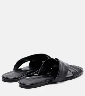 Khaite Liria Leather Slides - Black