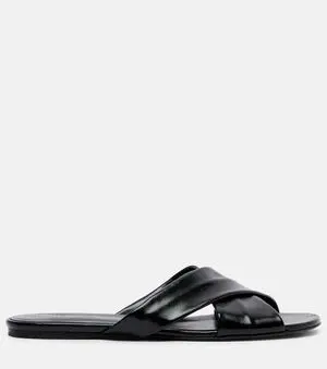 Khaite Liria Leather Slides - Black