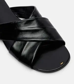 Khaite Liria Leather Slides - Black